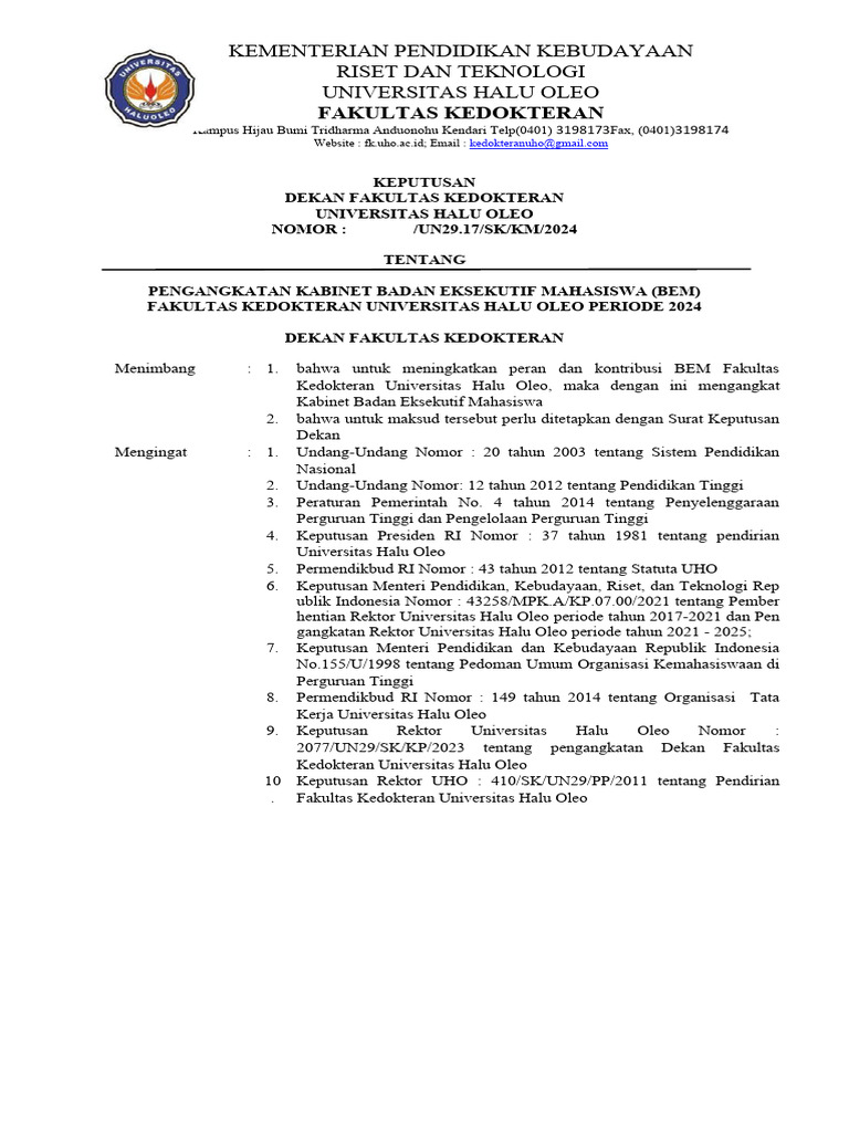 SK Dekan BEM 2024 | PDF