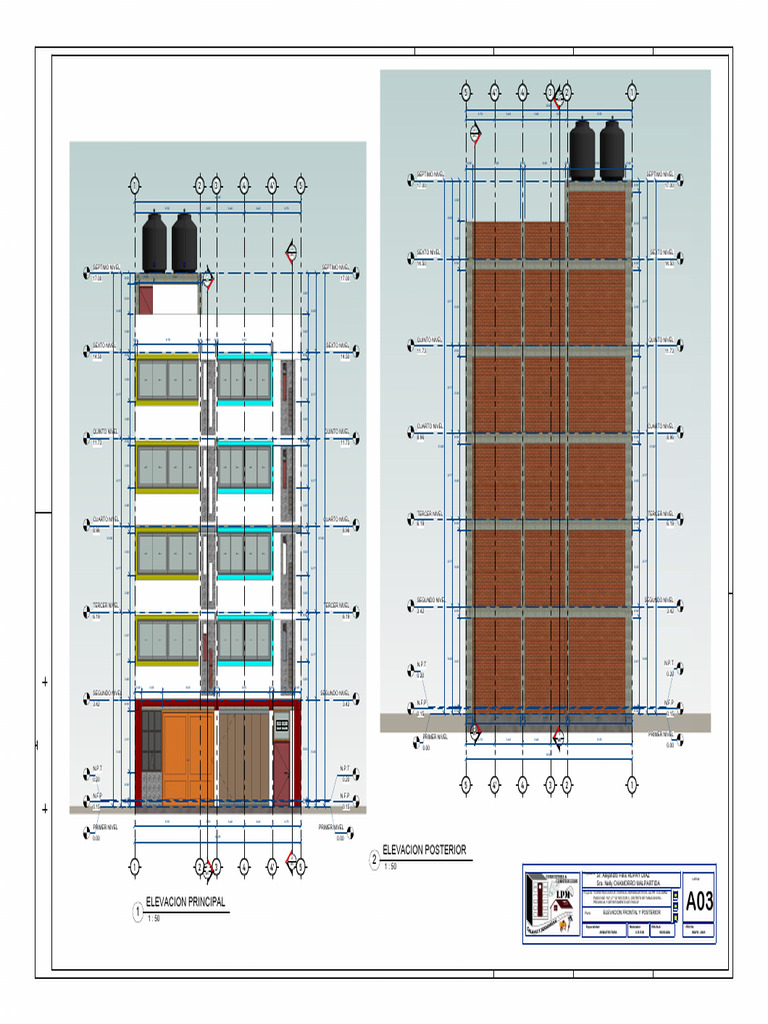 A-03 Elevacion Frontal y Posterior | PDF