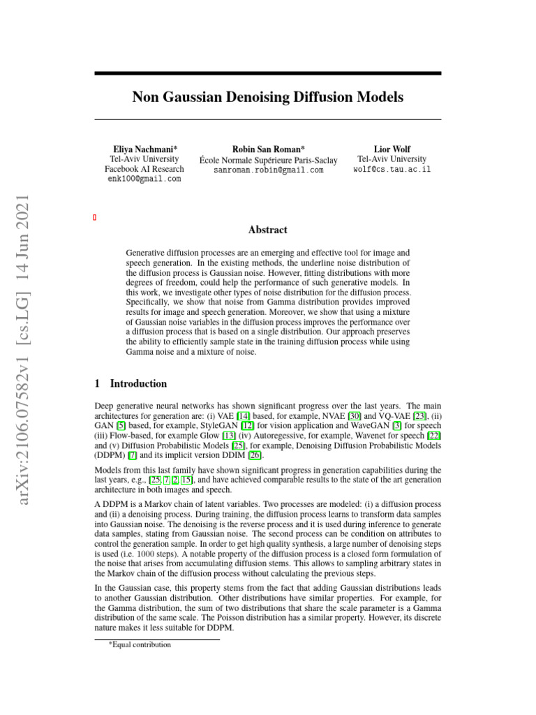 Non Gaussian Denoising Diffusion Models | PDF | Normal Distribution ...