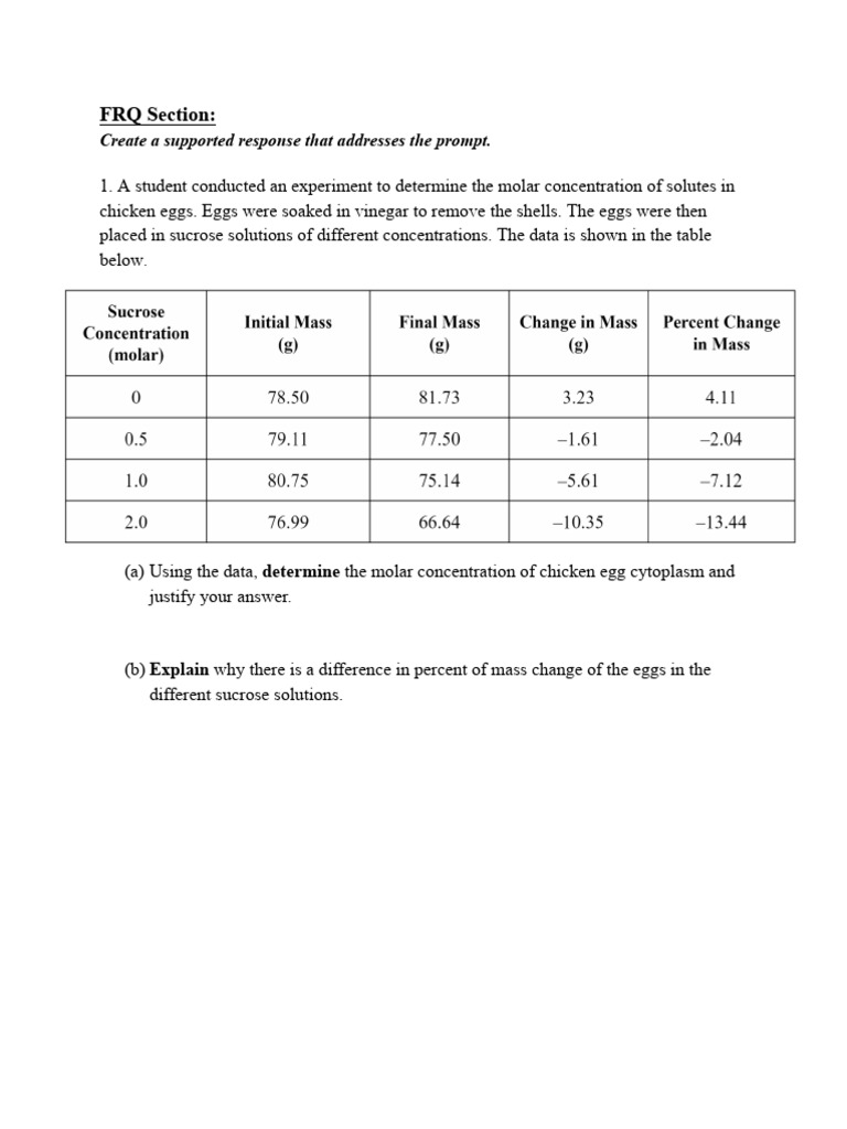 AP Bio Unit 2 FRQ on Cell Structure | PDF | Social Science