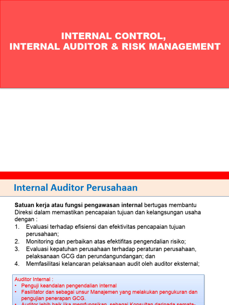 Risk Management and Internal Auditor | PDF | Internal Control ...