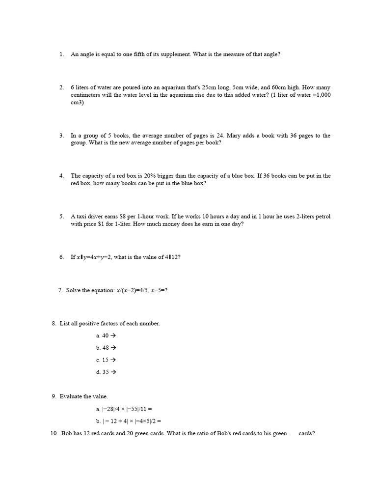 Ssat Math 06 | PDF | Teaching Methods & Materials