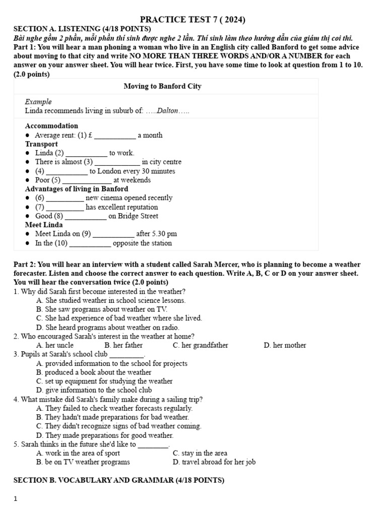 Practice Test 7 | PDF | Language Arts & Discipline