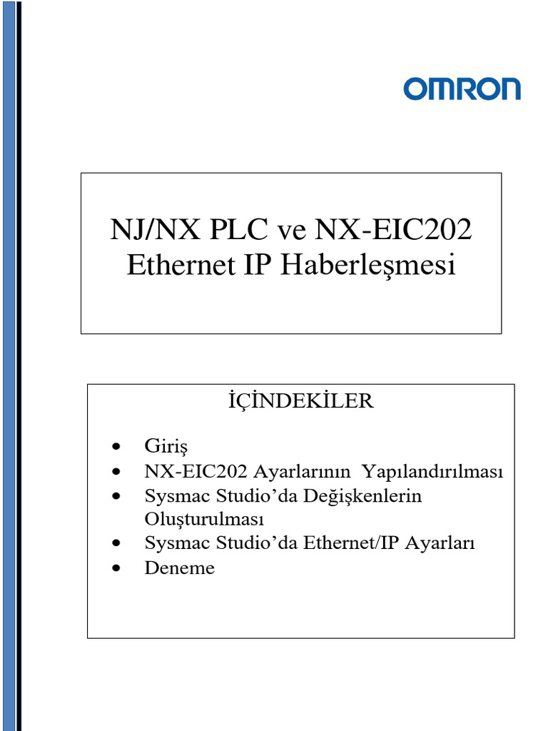 NJ NX PLC Ve NX EIC202 Ethernet IP Haberlesmesi | PDF