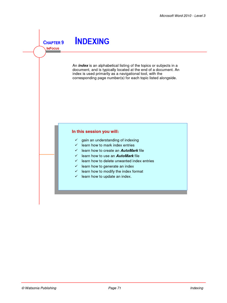 09 Indexing | PDF | Computer File | Microsoft Word