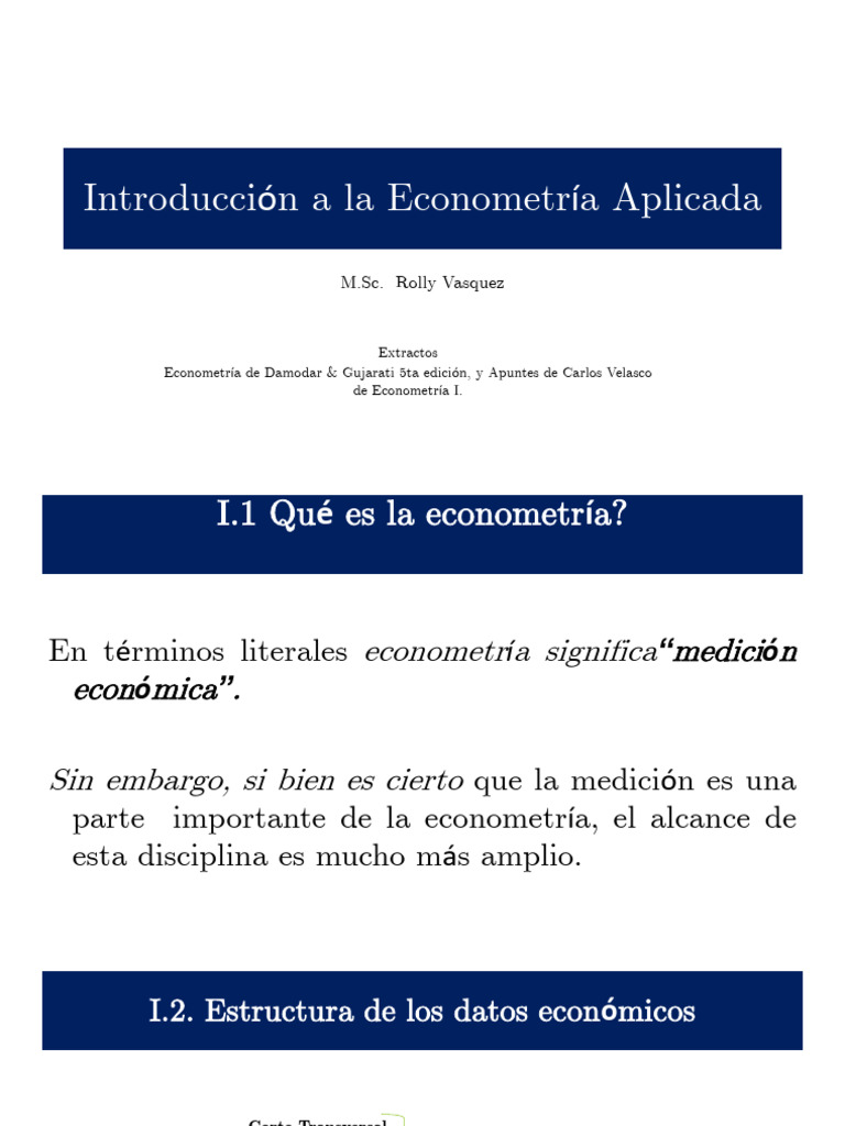 Introducción a la Econometría Aplicada | PDF | Econometría | Teoría