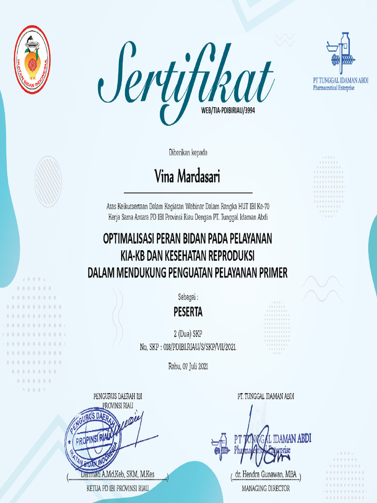 Sertifikat Webinar Pd Ibi Riau 3994 Pdf