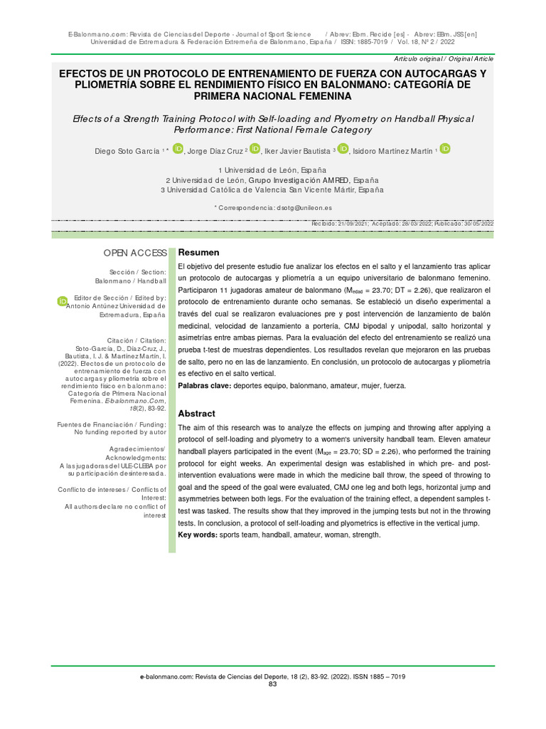 Efectos de Un Protocolo de Entrenamiento de Fuerza Con Autocargas y | PDF | Fuerza