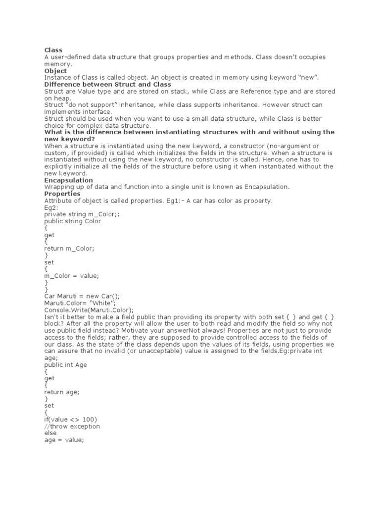 Class Object Difference Between Struct and Class | Download Free PDF | Inheritance (Object ...