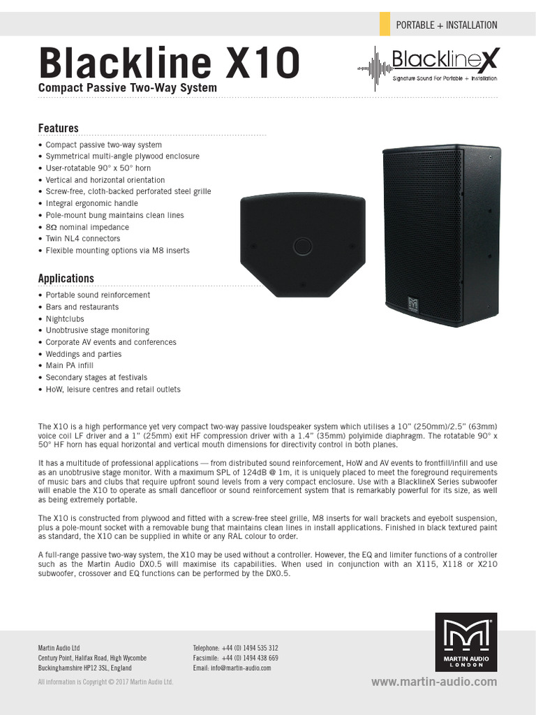X10 Datasheet | PDF | Loudspeaker | Electronics