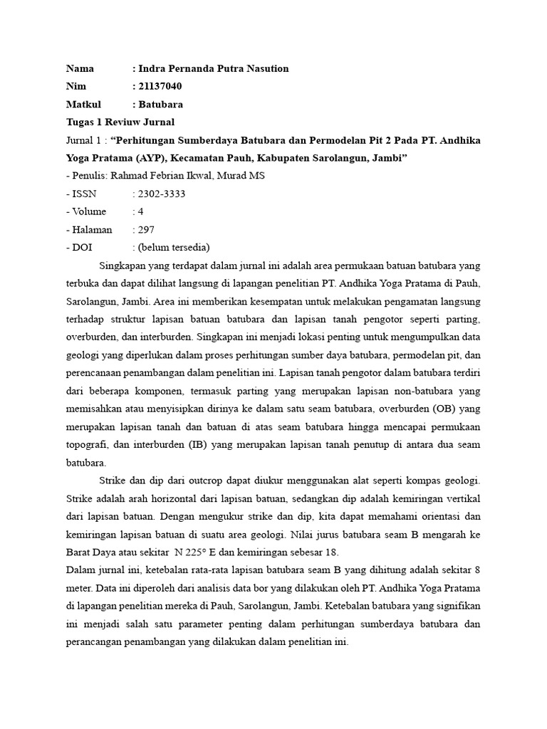 Tugas 1 Batubara - 21137040 - Indra Nasution | PDF