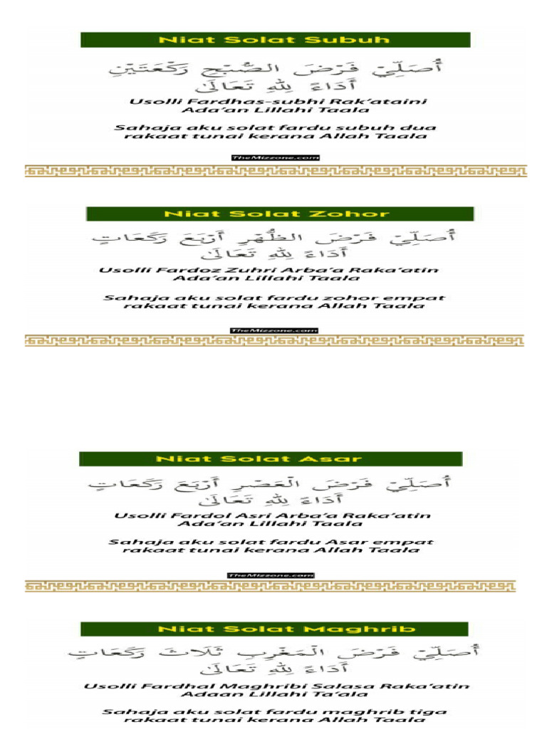 Niat Solat | PDF