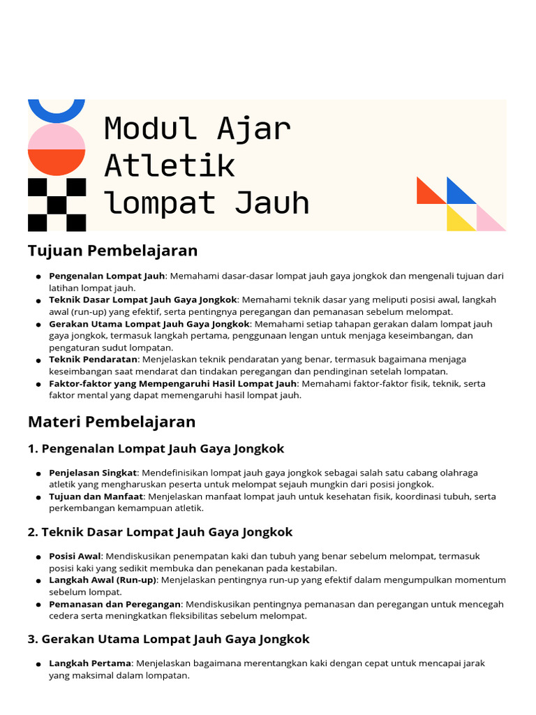 Modul Lompat Jauh Gaya Jongkok | PDF