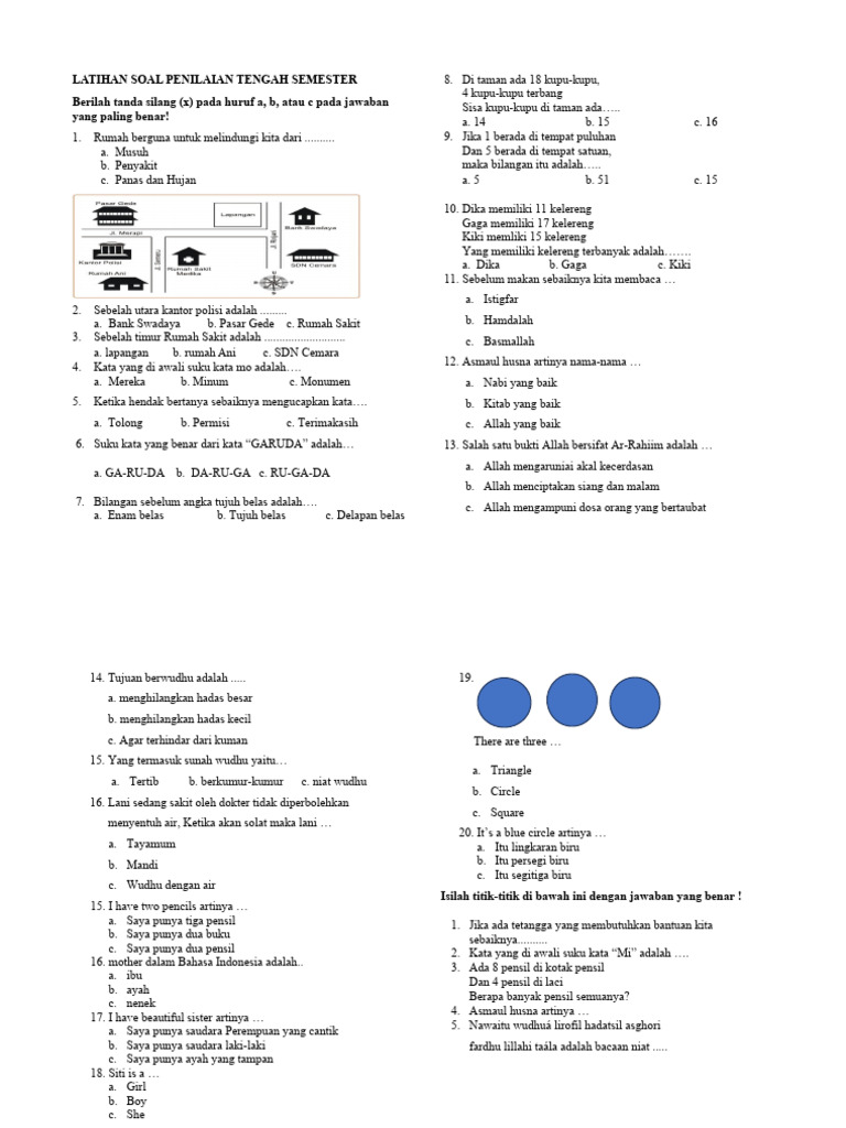Latihan Soal Penilaian Tengah Semester Pdf