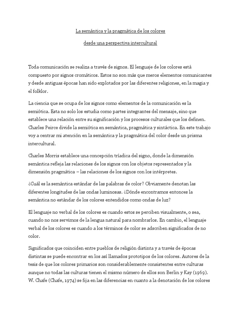 Semántica y pragmática del color intercultural | PDF | Color | Metáfora