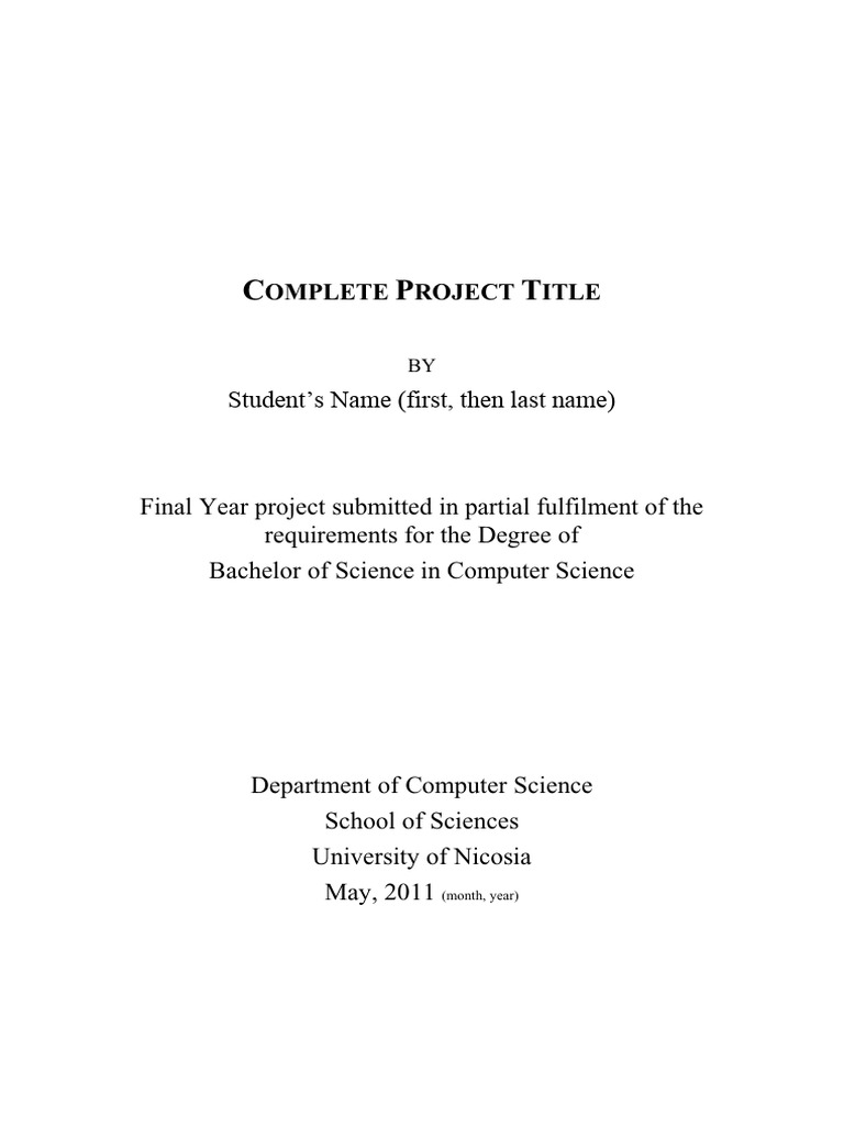 Final Year Project Thesis Template - University of Nicosia | PDF | Paragraph | Thesis