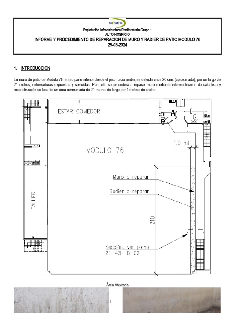 Procedimiento Reparación Muro y Radier Patio M-76 | Descargar gratis ...