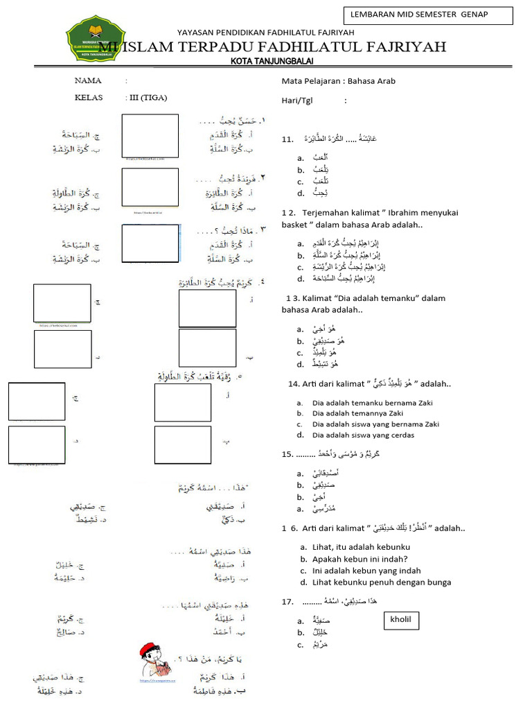 Bahasa Arab Kls 3 Mi MID Genap | PDF