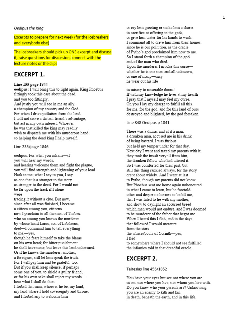 Literature Students' Discussion Guide | PDF | Oedipus
