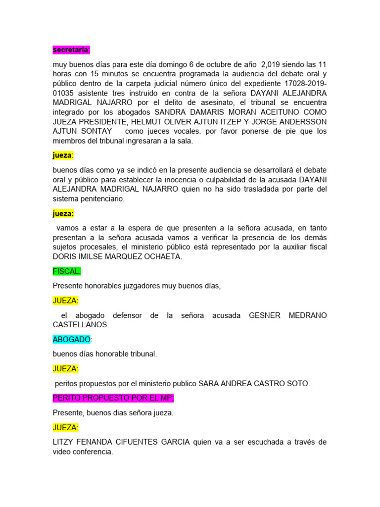 Audiencia de Debate Oral y Publico | PDF | Testigo experto | Testigo