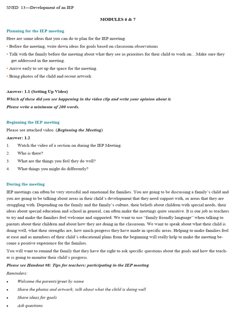 Modules 6 And 7 Download Free Pdf Individualized Education Program Special Education 