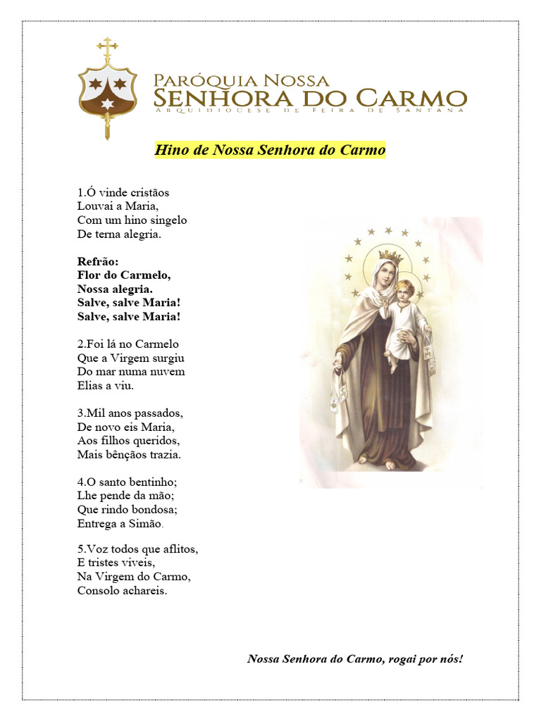 Hino de Nossa Senhora do Carmo | PDF