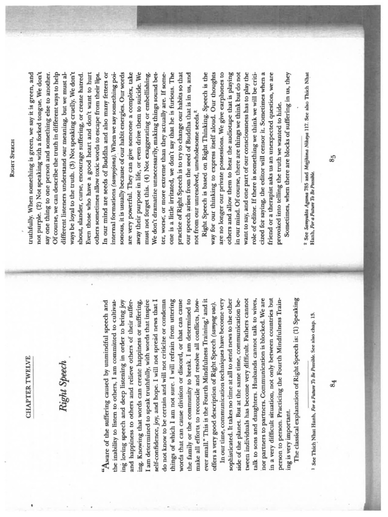 Right Speech - The Heart of The Buddha - S Teaching - Thich Nhat Hanh | PDF