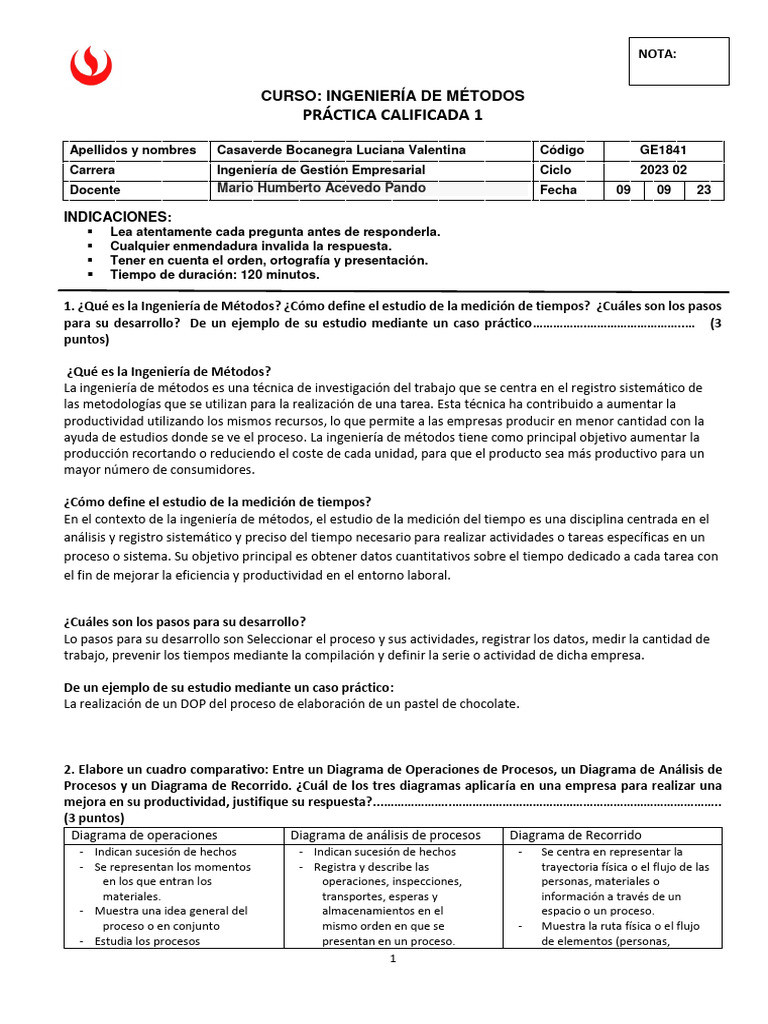 Prácticas Pc1 - 2023 2 - Casaverde Bocanegra Luciana | PDF