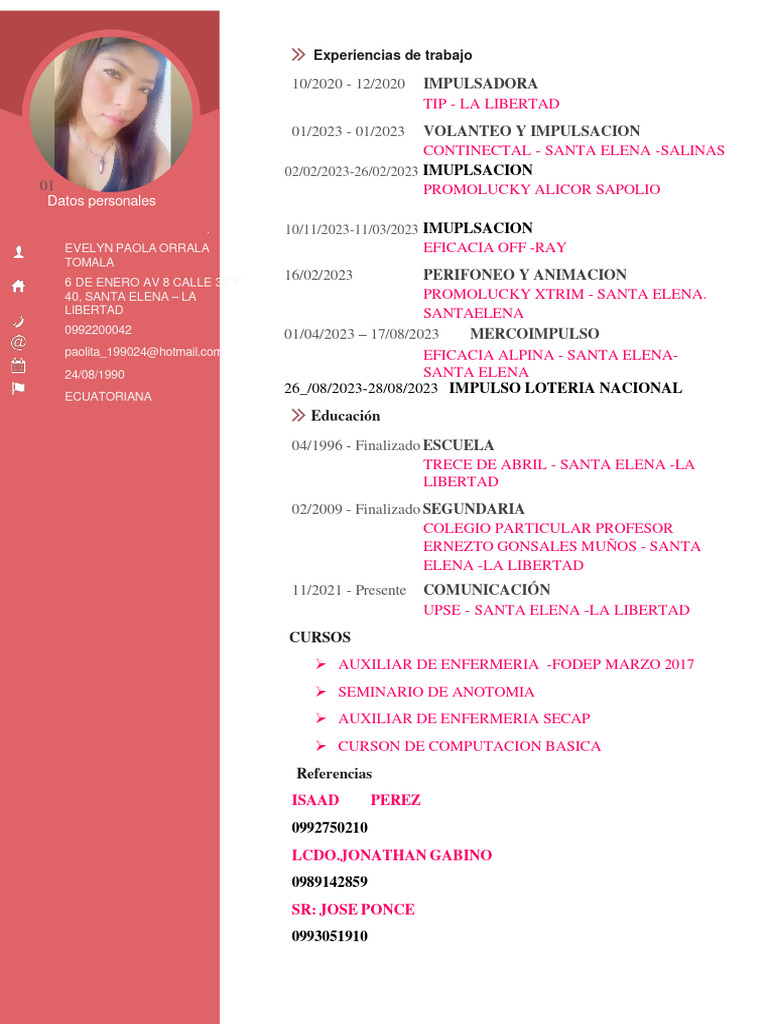 Hoja de Vida Pao (1273) | PDF