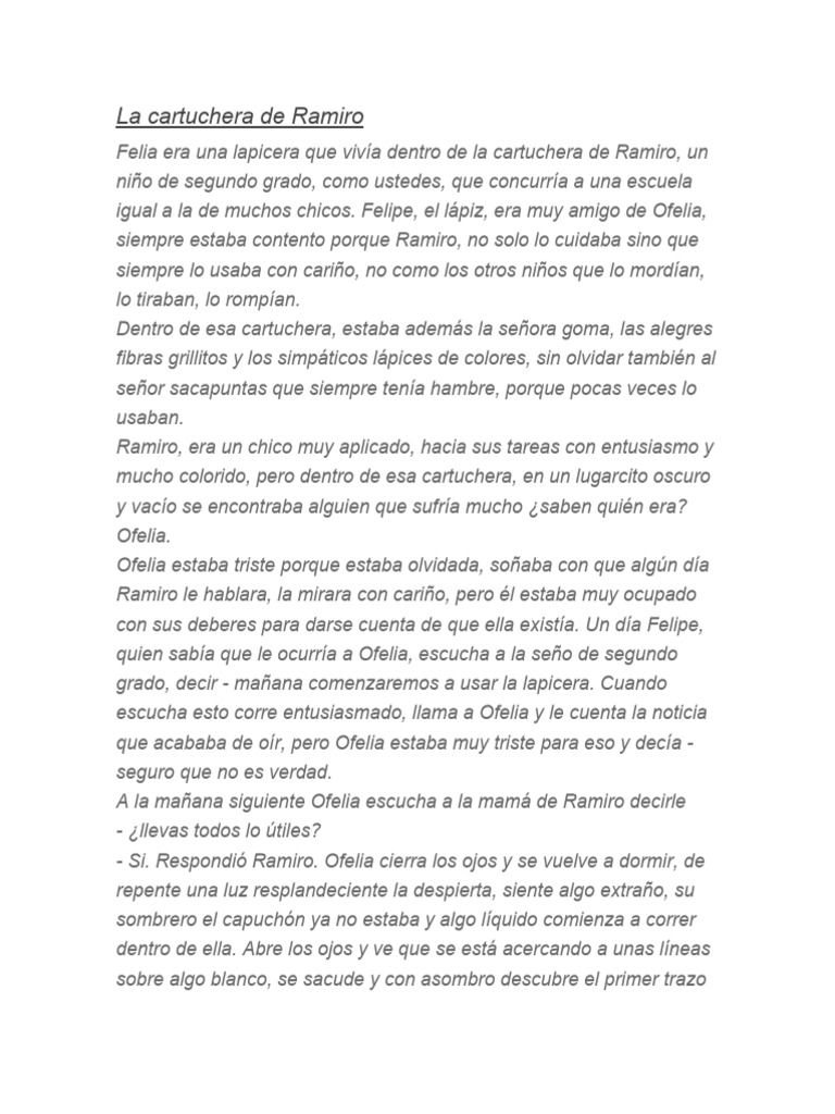 CUENTO La Cartuchera de Ramiro | PDF