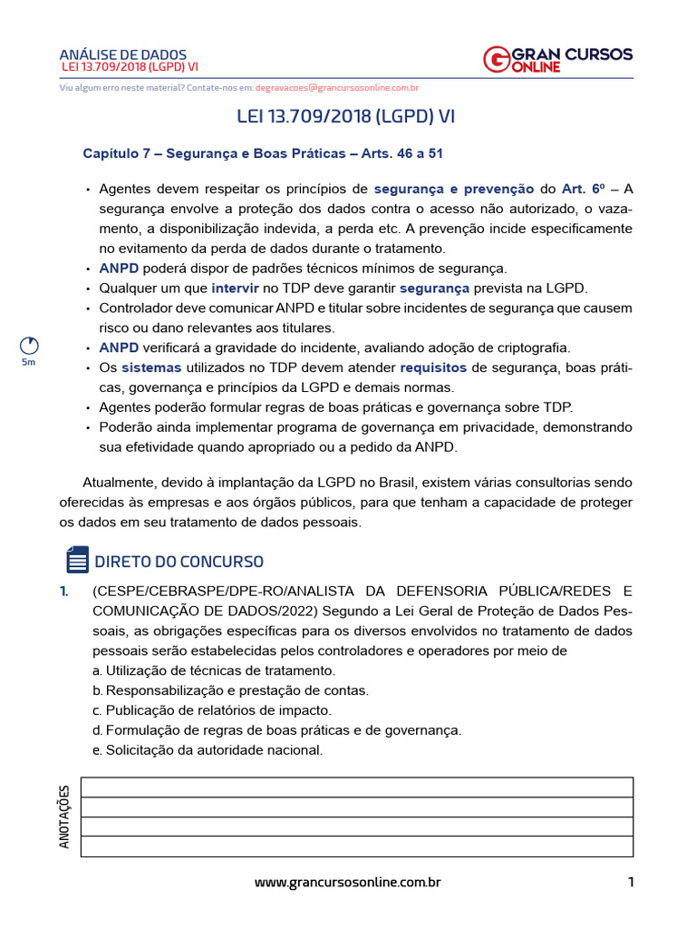 6 - Lei #13.709:18 - LGPD Atualizada Pela Lei #14.460:2022 VI | PDF