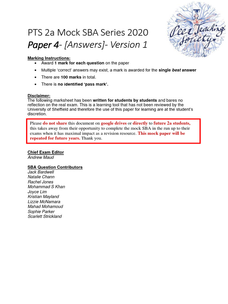 Pts 2a Mock Sba Series 2020 - Paper 4 - v2 - Answers | Download Free ...