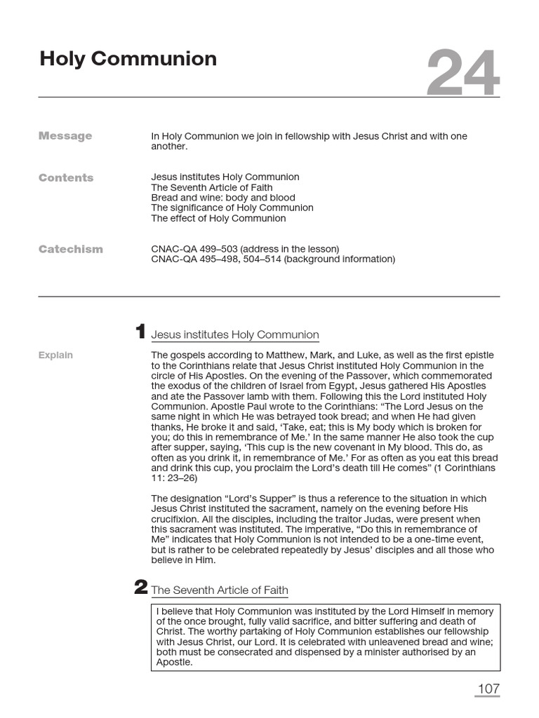 024 Holy Communion FullLesson 2018 | PDF | Eucharist | Jesus