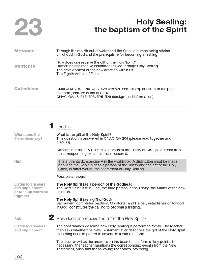 023 Holy Sealing The Baptism of The Spirit FullLesson 2018 | Download Free PDF | Baptism With ...