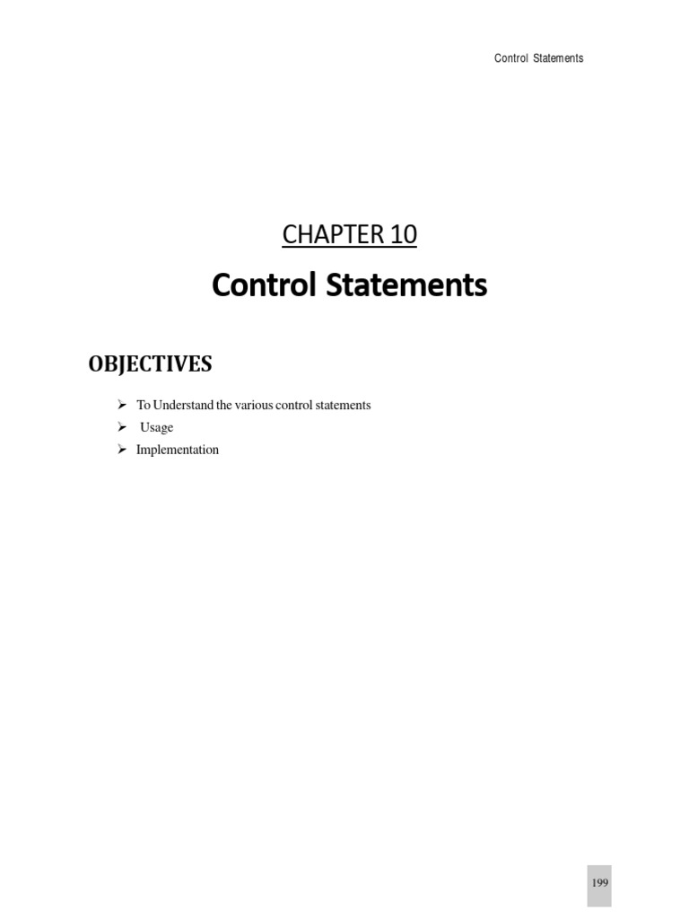 Chapter 10 Control Statements | PDF | Control Flow | C++ Chapter 10 Control Statements | PDF | Control Flow | C++