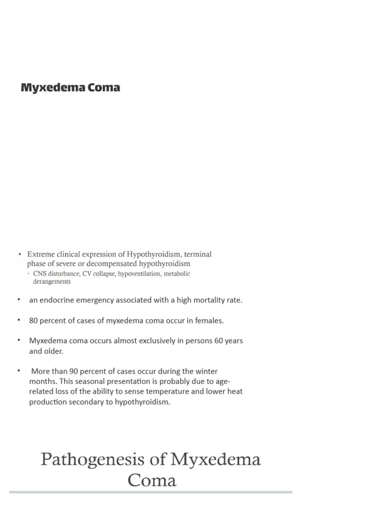 Myxedema | PDF | Coma | Human Diseases And Disorders