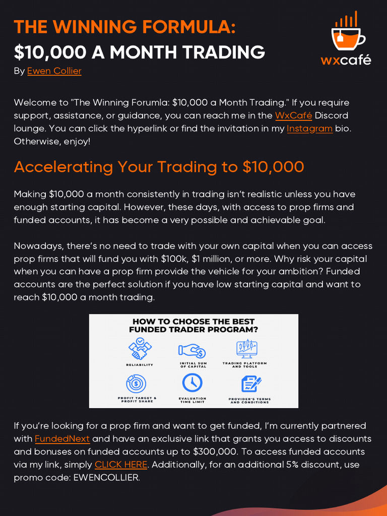 The Winning Formula $10,000 A Month Trading | PDF | Order (Exchange) | Risk