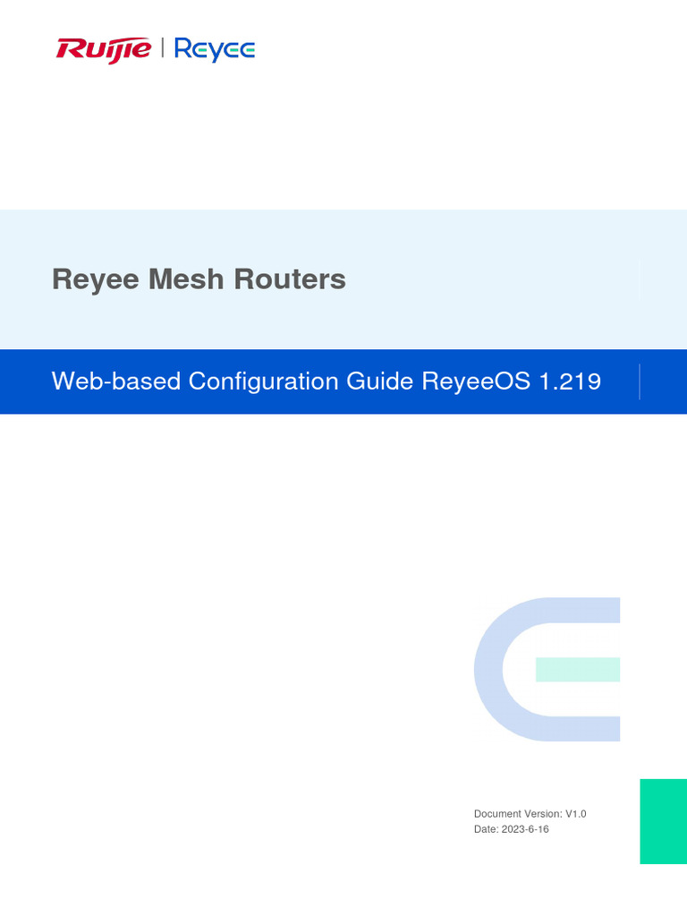 Ruijie Reyee Mesh Routers Web-Based Configuration Guide ReyeeOS 1.219 ...