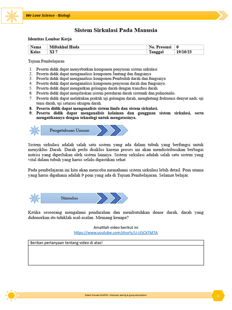 Sistem Sirkulasi: Komponen dan Fungsi | PDF