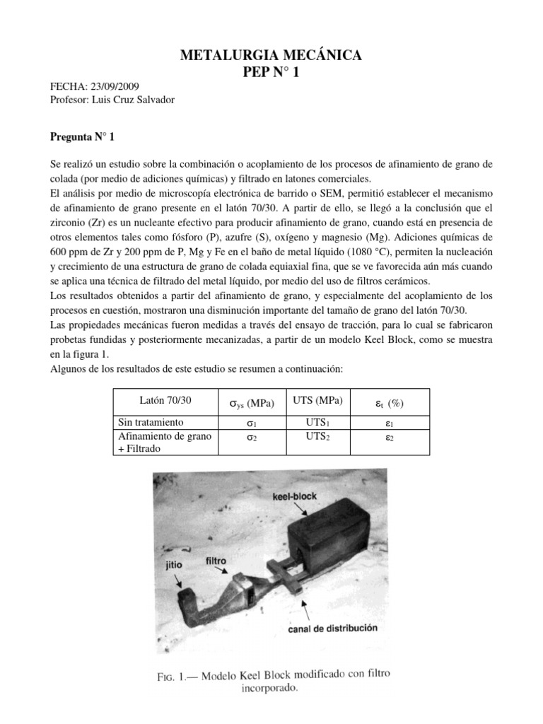 PEP 1 - Sep2009 | PDF | Deformación (ingeniería) | Cobre