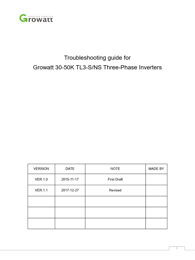 Troubleshooting Guide For Growatt 30 50K TL3 S Inverters | PDF | Power ...