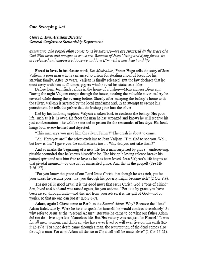 One Sweeping Act | PDF | Jesus | Grace In Christianity