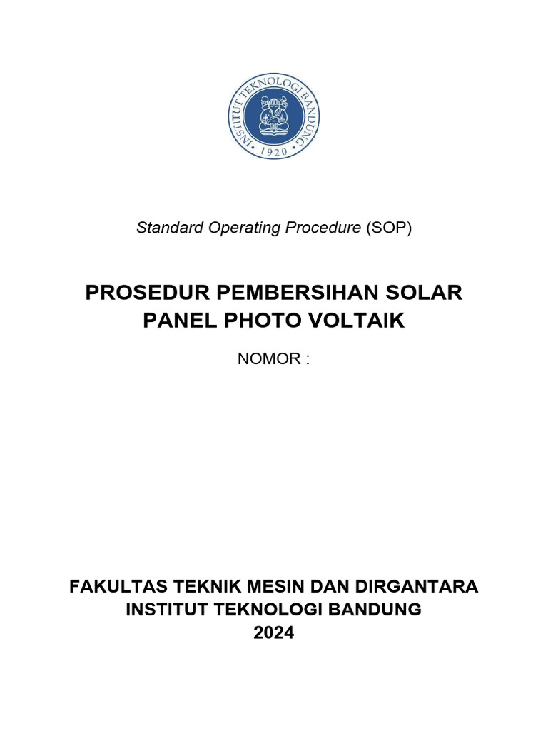 SOP 01 Pembersihan Solar Panel | PDF
