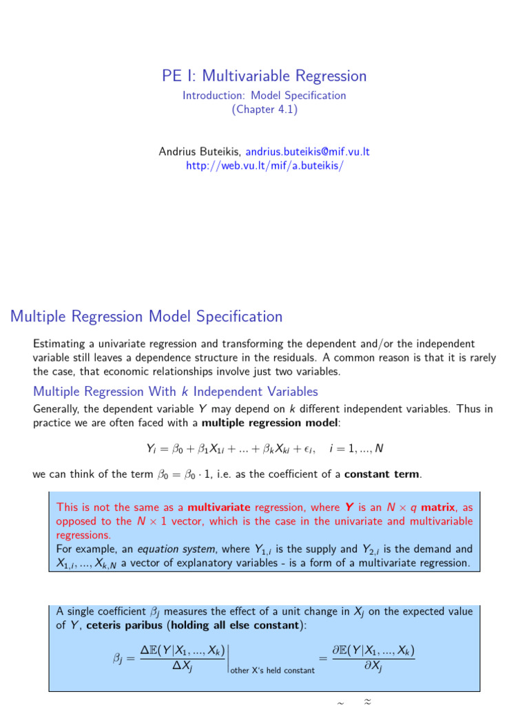 MultivariableRegression 1 | PDF | Vector Autoregression | Ordinary Least Squares