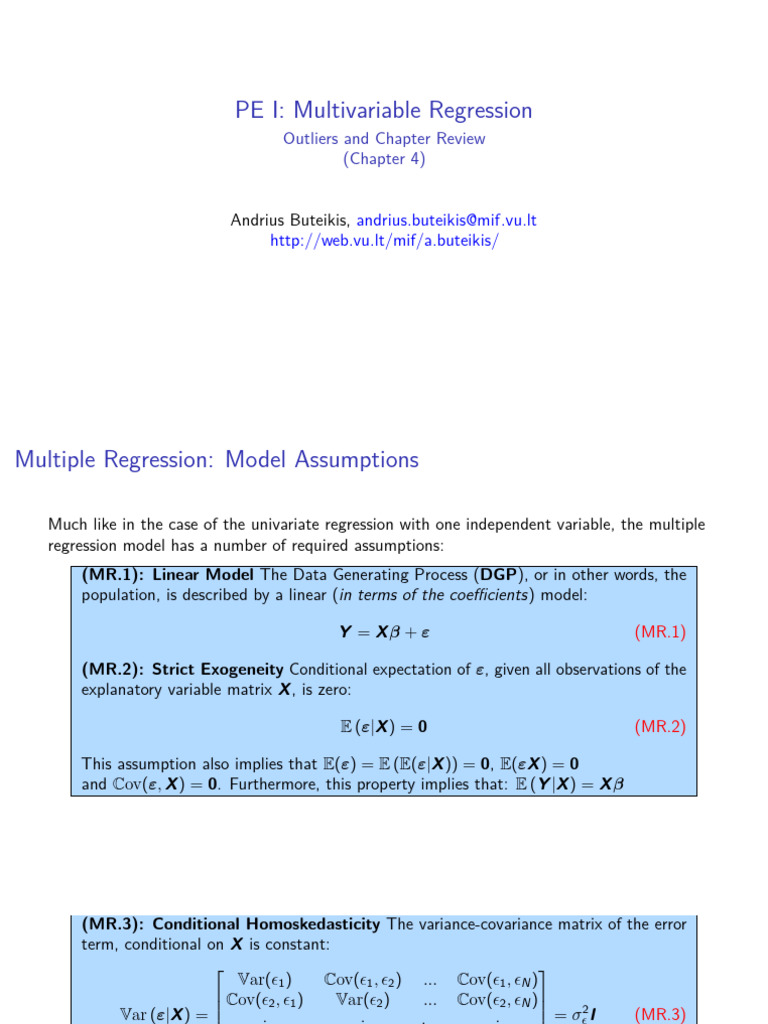 MultivariableRegression Summary | PDF | Linear Regression | Vector Autoregression