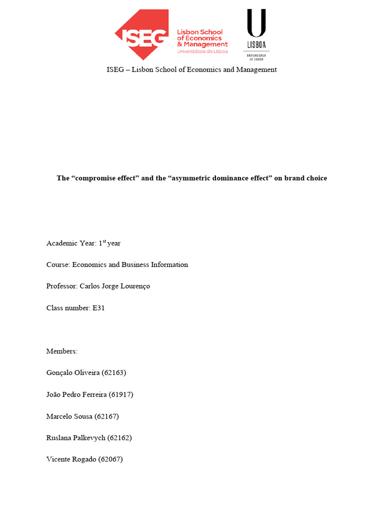 The "Compromise Effect" and The "Asymmetric Dominance Effect" On Brand ...