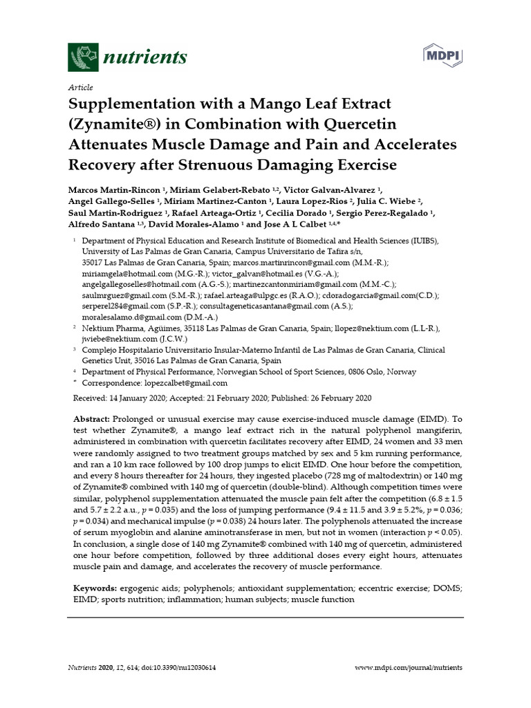 Supplementation With A Mango Leaf Extract (Zynamite®) in Combination ...