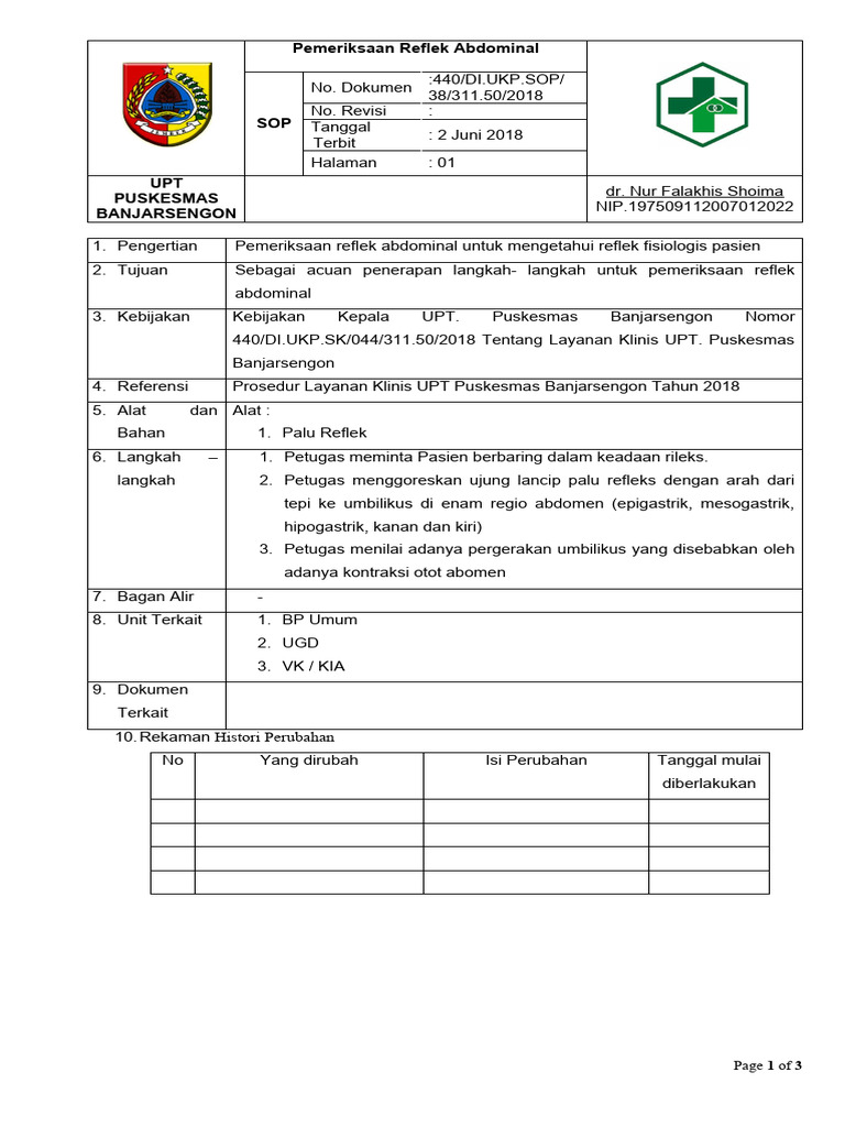 Pemeriksaan Reflek Abdominal | PDF