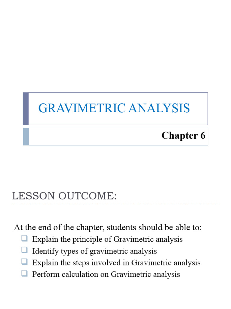 Gravimetric Analysis Techniques Explained | PDF | Precipitation ...