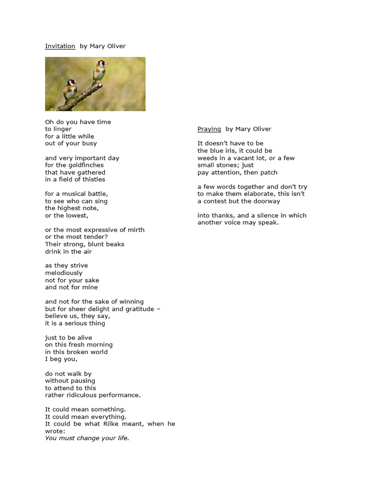 Invitation by Mary Oliver | PDF